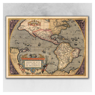 Vintage 1598 Map Of The Americas Unframed Print Wall Art - Contemporary ...