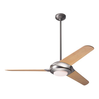 Flow 20W LED Fan, Matte Nickel, 52" Bamboo Blades, 52" Blades ...