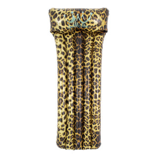 66.5" Inflatable Leopard Print Pool Mattress Float With Built, Pillow ...