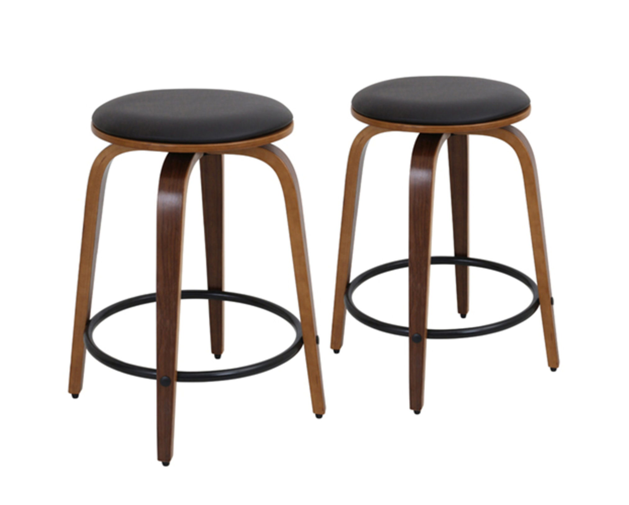 Porto Counter Stool, Set of 2, Walnut/Brown/Black - Modern - Bar Stools ...