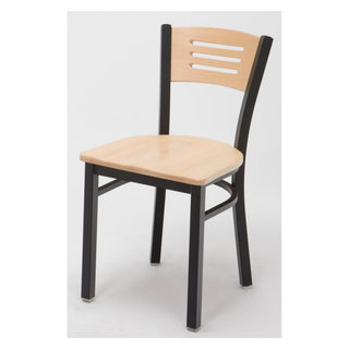 KFI Ladder Back Metal Cafe Chair - Walnut - Transitional - Dining ...