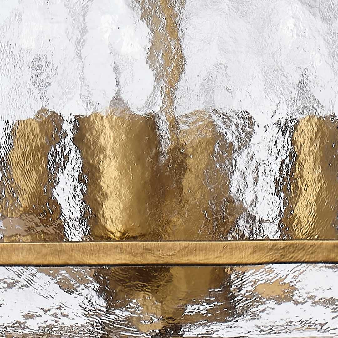 Elegant Textured Glass Slab Panel Square Pendant Light Antiqued Brass ...