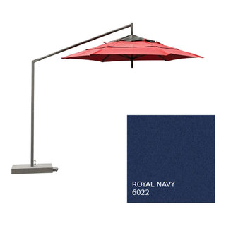 Cantilever 6 Rib 9' Hexagon Market Umbrella, Royal Navy - Contemporary ...