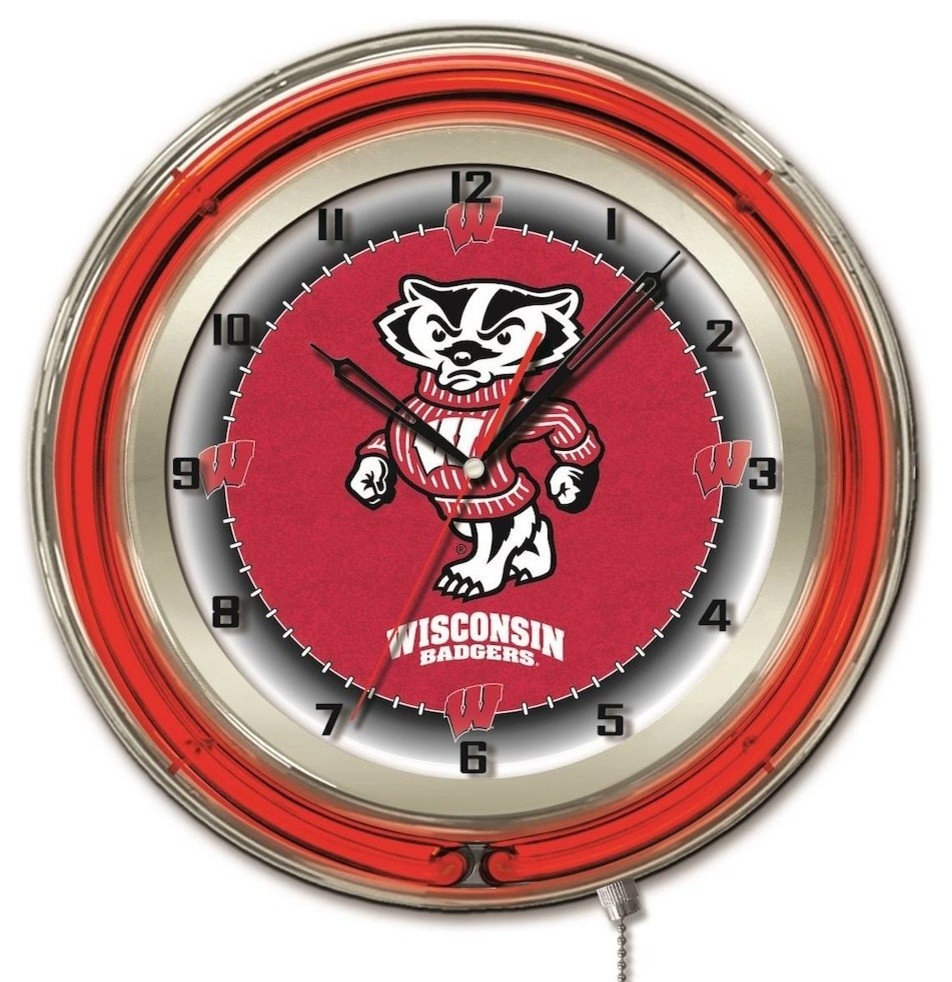 Wisconsin "Badger" 19" Neon Clock - Contemporary - Wall Clocks - by ...