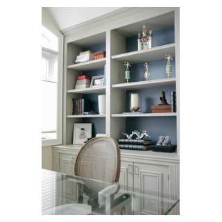 Gray Built-in Bookcase in Home Office - Transitional - Toronto - by ...