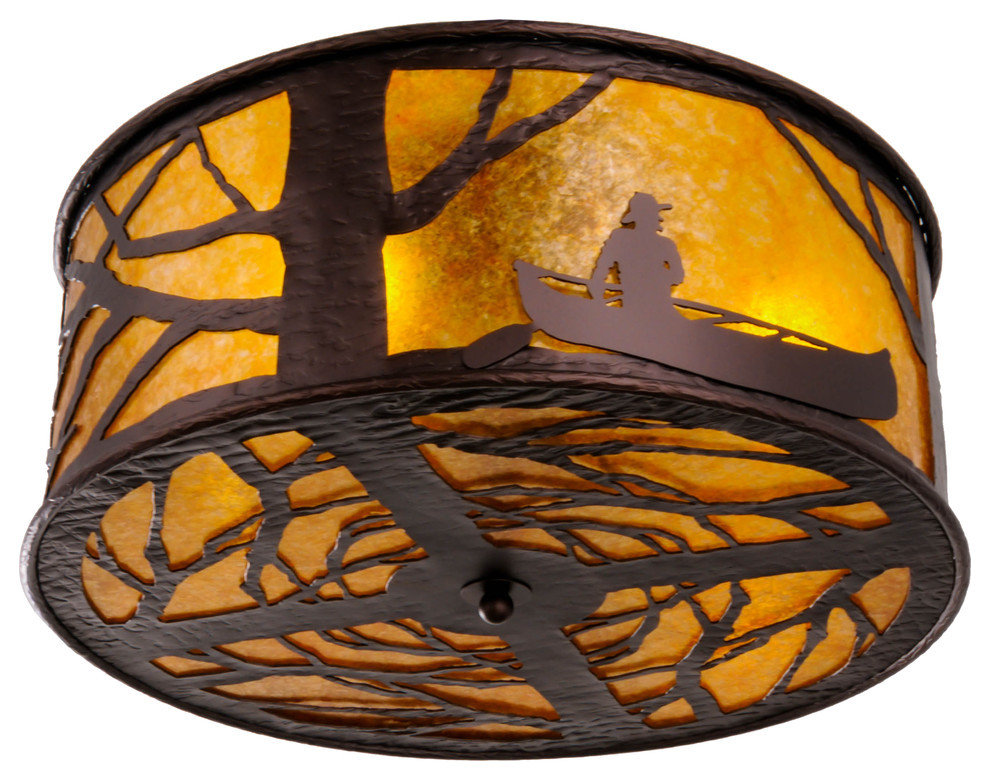 26W Canoe At Lake Flushmount - Rustic - Flush-mount Ceiling Lighting ...