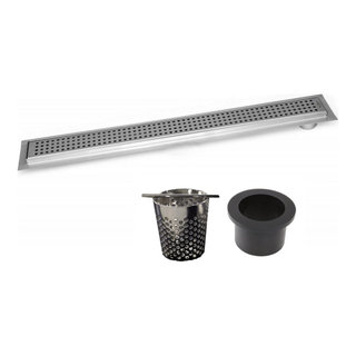 Side Outlet Linear Shower Drain, Serene Drains, 16", Traditional Square ...
