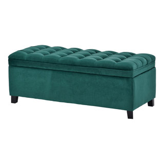 Benzara BM261448 Storage Bench With Flip Button Tufted Top and Sleek ...