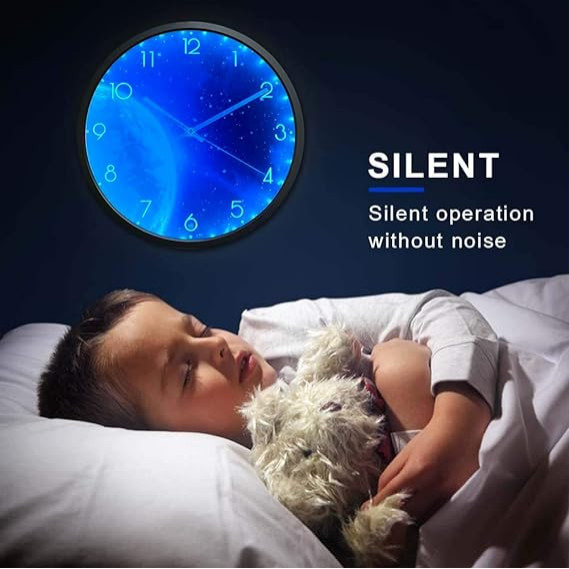12" Night Light Wall Clock, Silent Battery-Operated LED Wall Clocks ...