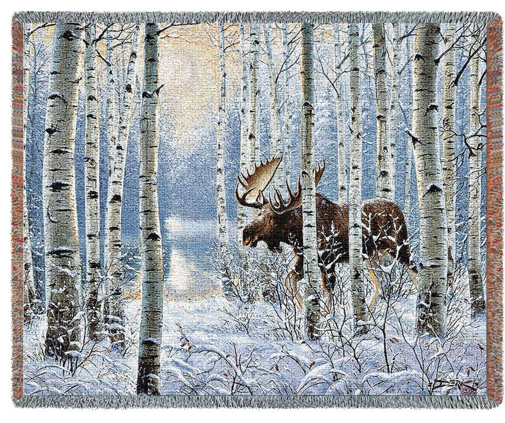 On the Move Moose Tapestry Afghan Throw - Rustic - Tapestries - by ...