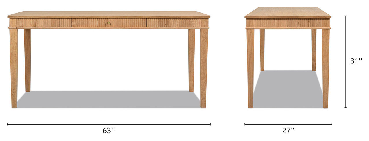 Dumont 1-Drawer Fluted Home Office Writing Desk, Natural Blonde ...