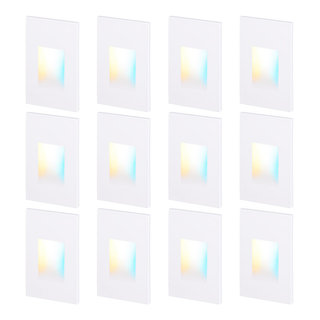 12 Pack 5CCT 120V LED Step Lights, Dimmable 3.5W Indoor/Outdoor Stair ...