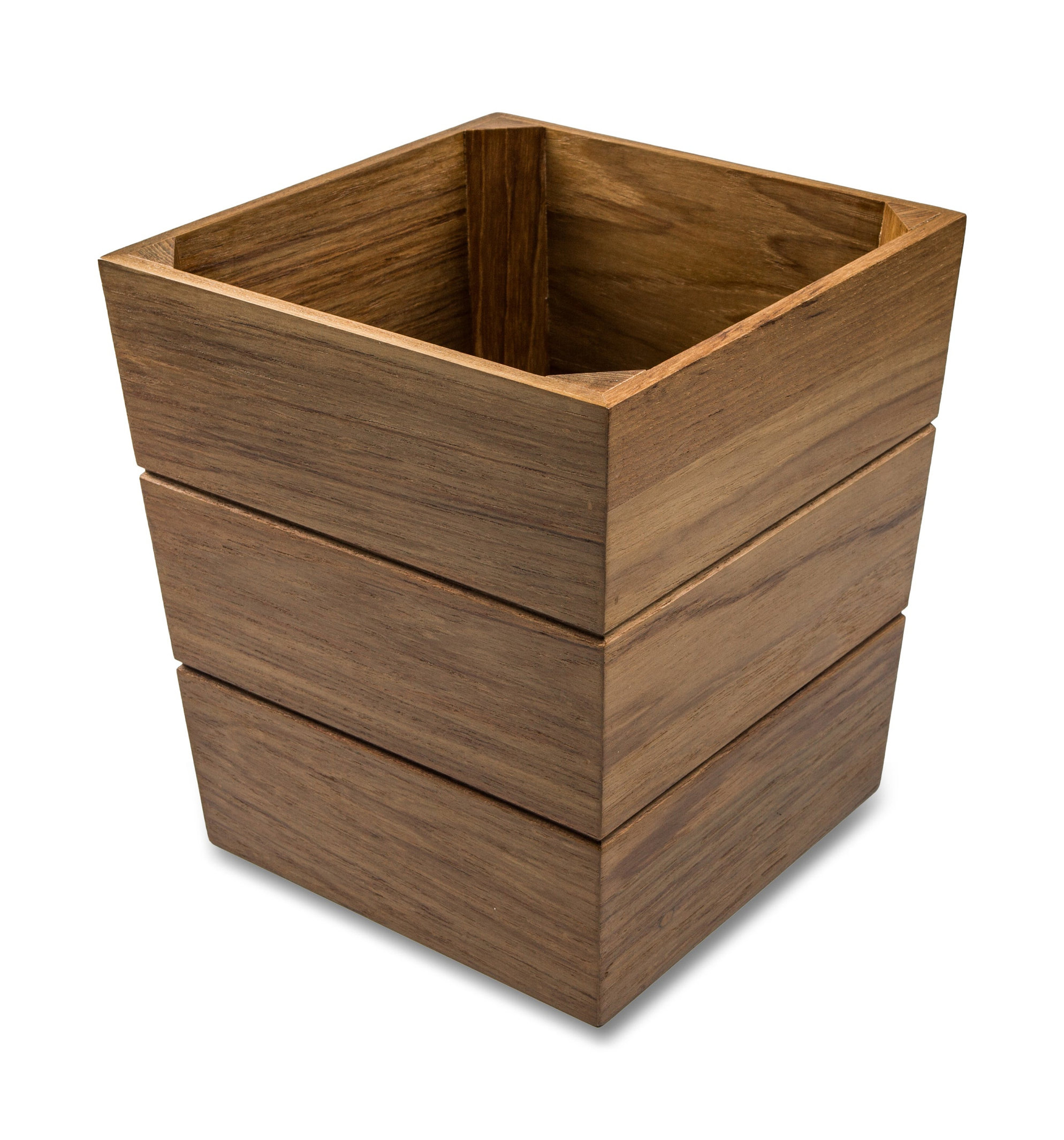 12" Traditional Solid Teak Large Waste Basket - Transitional ...