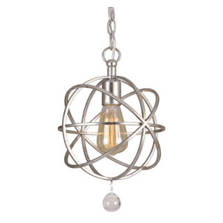 Solaris 1 Light Silver Pendant, 9'' W x 14'' H - Transitional - Pendant ...