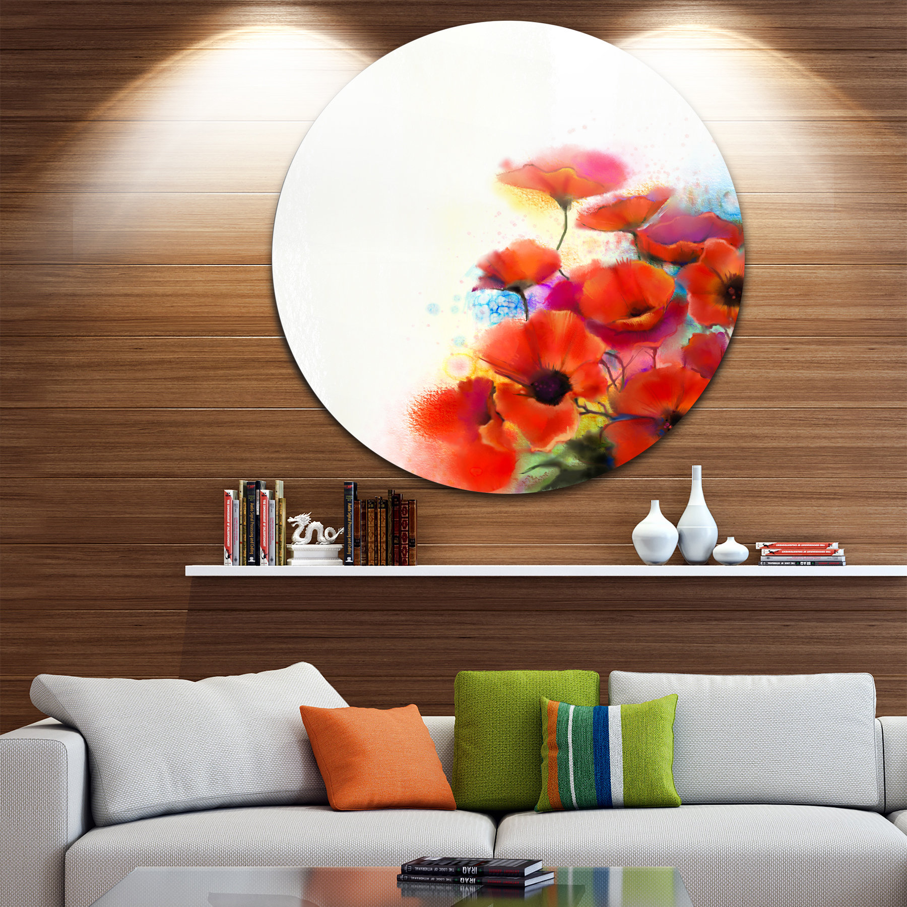 Bunch Of Watercolor Poppy Flowers, Flower Round Wall Art, Disc of 36 ...