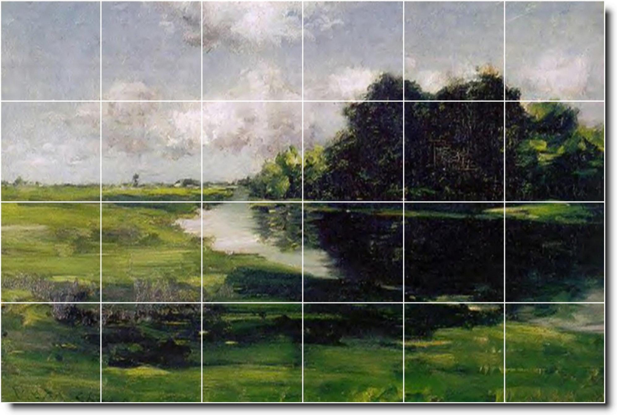 William Chase Landscapes Painting Ceramic Tile Mural #600, 36" Wide x ...