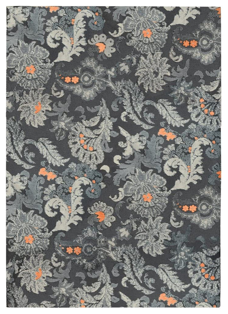 JellyBean Accent Rug Gray Flannel Floral - Contemporary - Area Rugs ...