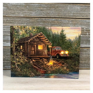 "Cabin Life" 8x6 Lighted Tabletop Canvas - Rustic - Prints And Posters ...