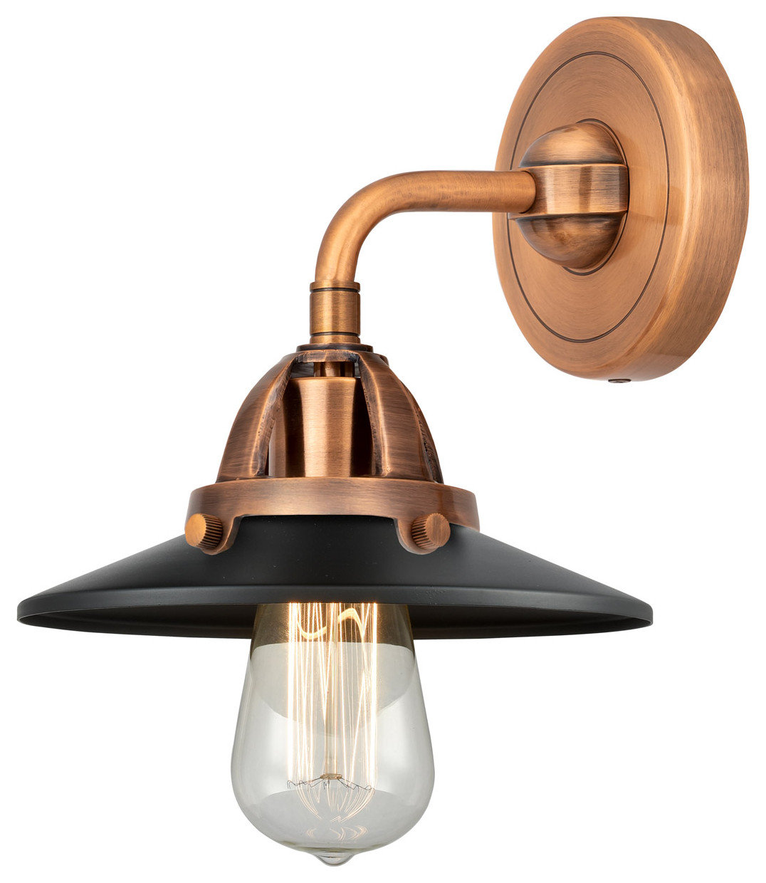 Nouveau 2 Railroad 1 Light Wall Sconce, Antique Copper, Matte Black ...