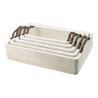 Interlocking Rectangle Wood Nesting Trays Set Of 5 - Transitional ...