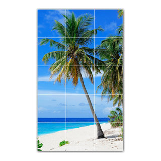 Beach Ceramic Tile Wall Mural HZ500078, 24" Wide x 40" High - Tropical ...