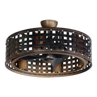 Portcullis LED Fandelight in Bronze Gilt - Industrial - Ceiling Fans ...