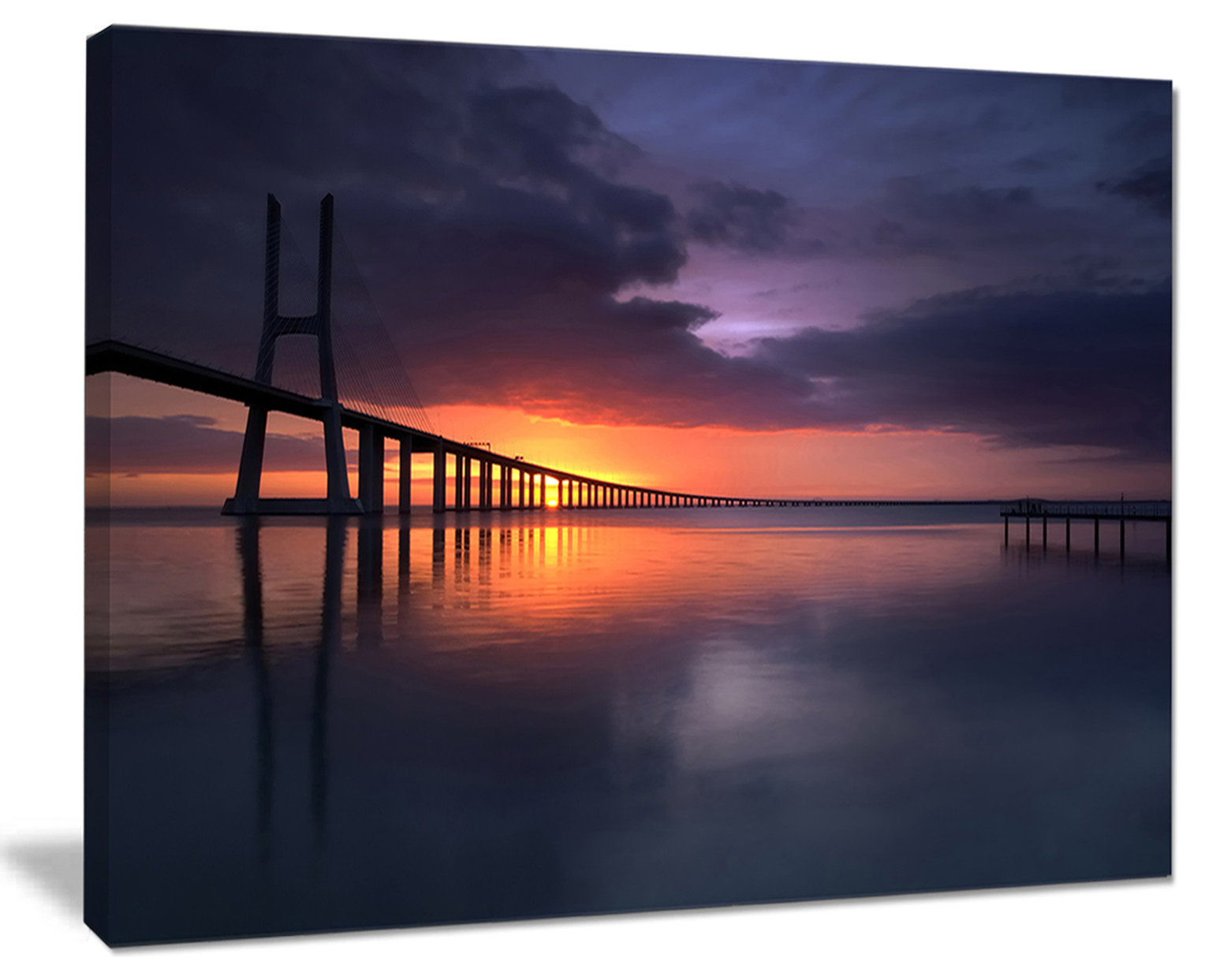 "Vasco Da Gama Bridge Portugal" Sea Pier and Bridge Wall Art Canvas, 20 ...