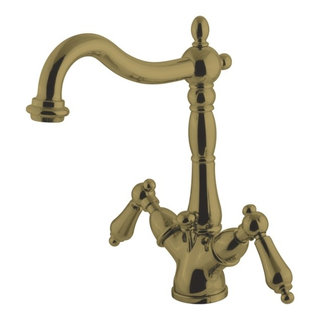 Two Handle Mono Deck Faucet with Brass Pop-up & Optional Deck Plate ...