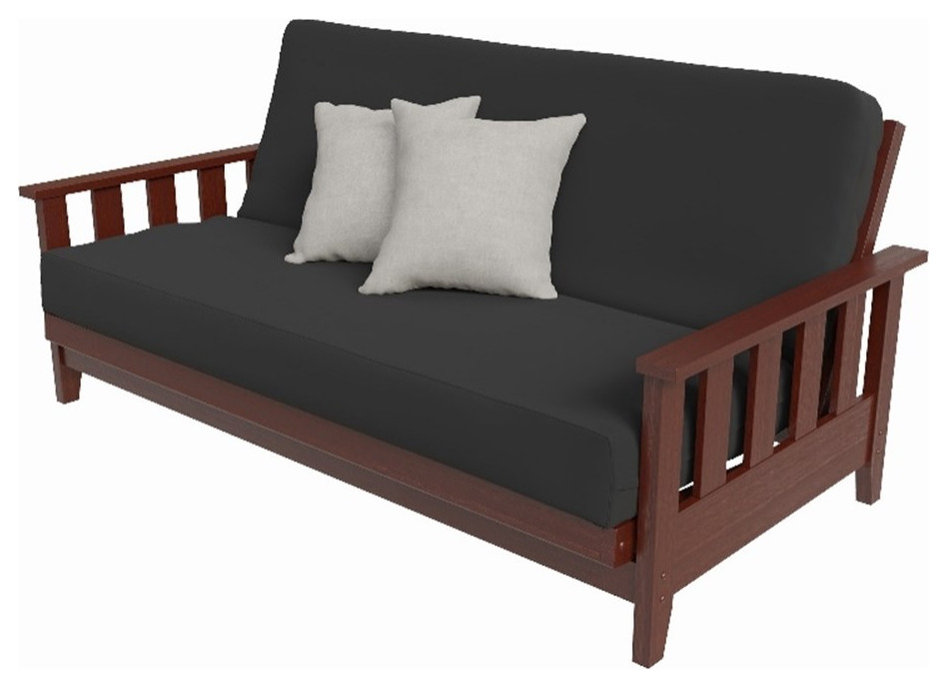 Queen Sized all wood Canby Futon Frame in Warm Cherry - Craftsman ...