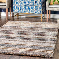 Hand-Tufted Striped Shaggy Plush Shag Rug, 9'x12' - Contemporary - Area ...