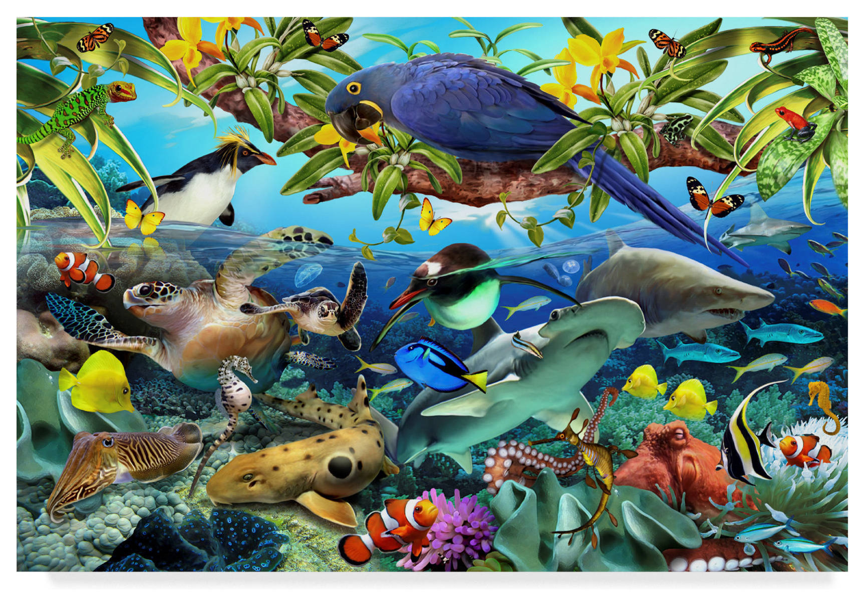 "Busy Reef" by Howard Robinson, Canvas Art, 12"x19" - Contemporary ...