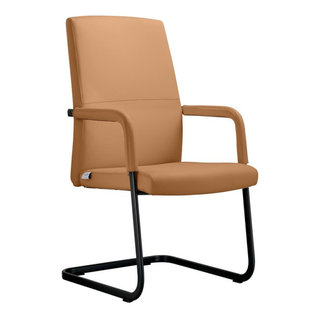 Evander Office Guest Chair in Acorn Brown Leather - Contemporary ...