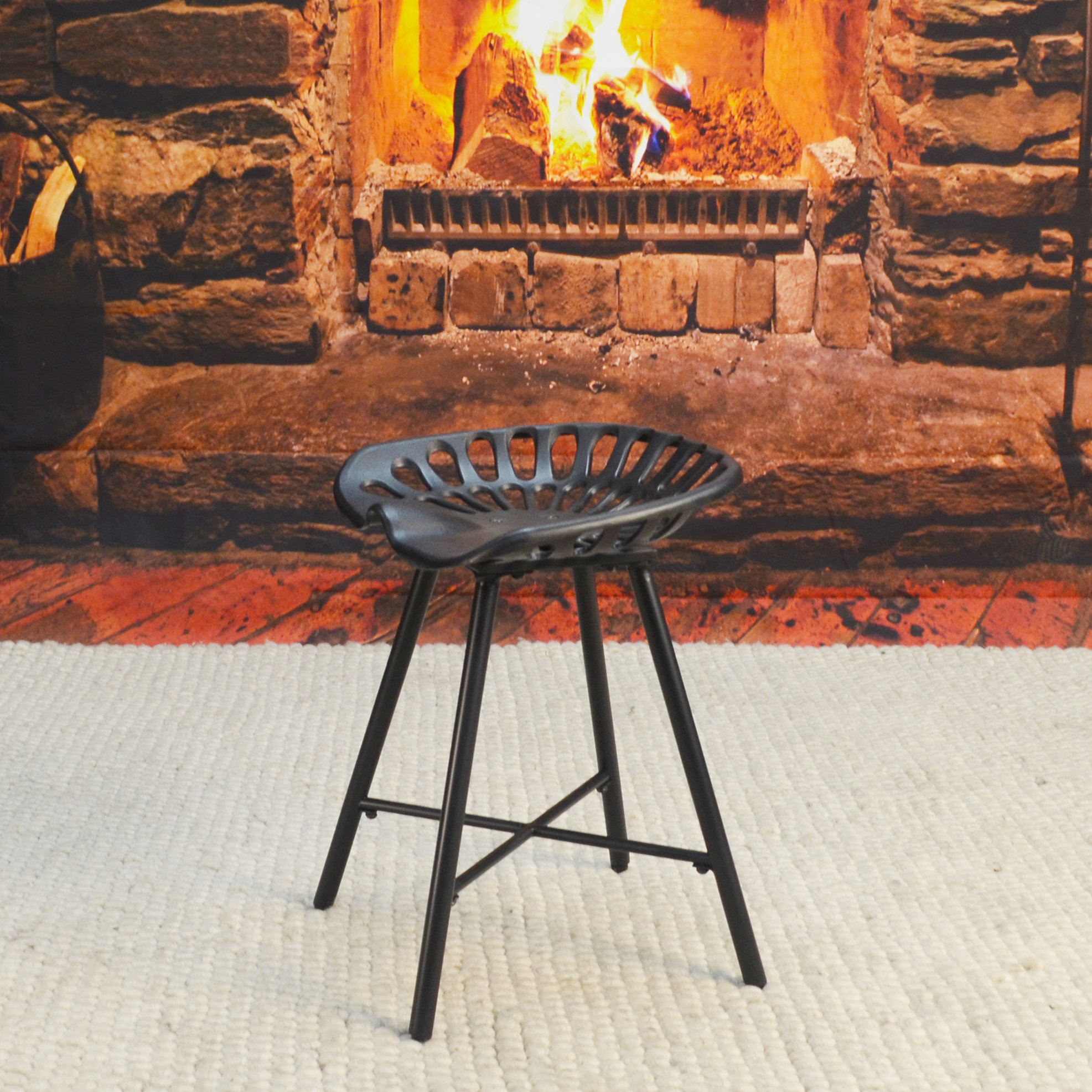 Jace Tractor Seat Fireside Bench, Black - Industrial - Accent And ...
