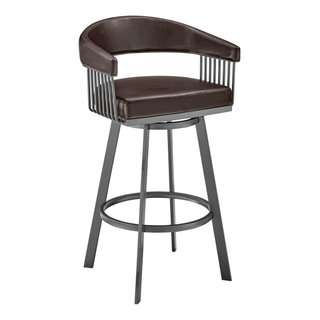 Chelsea 26" Counter Height Swivel Chocolate Faux Leather Bar Stool ...