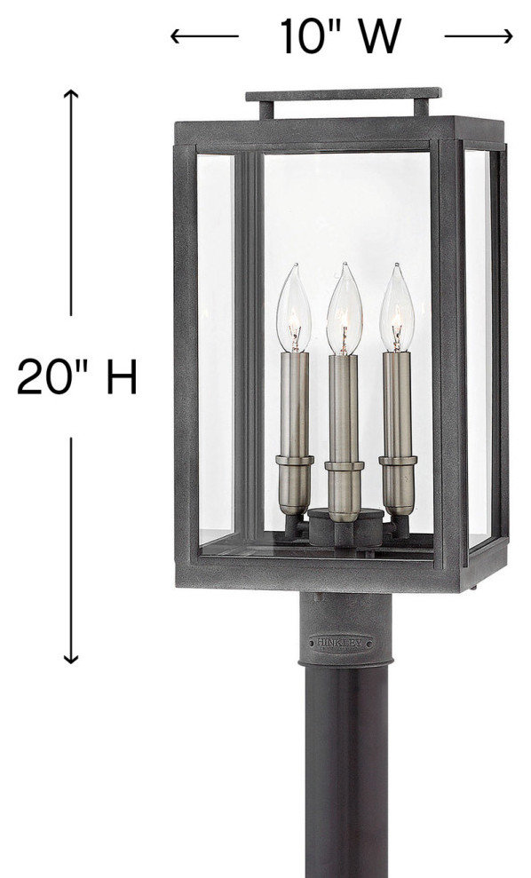 Hinkley Outdoor Sutcliffe Post Top/Pier Mount, Aged Zinc, LED ...