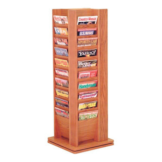 Wooden Mallet Cascade 40 Magazine Spinning Rack in Medium Oak ...