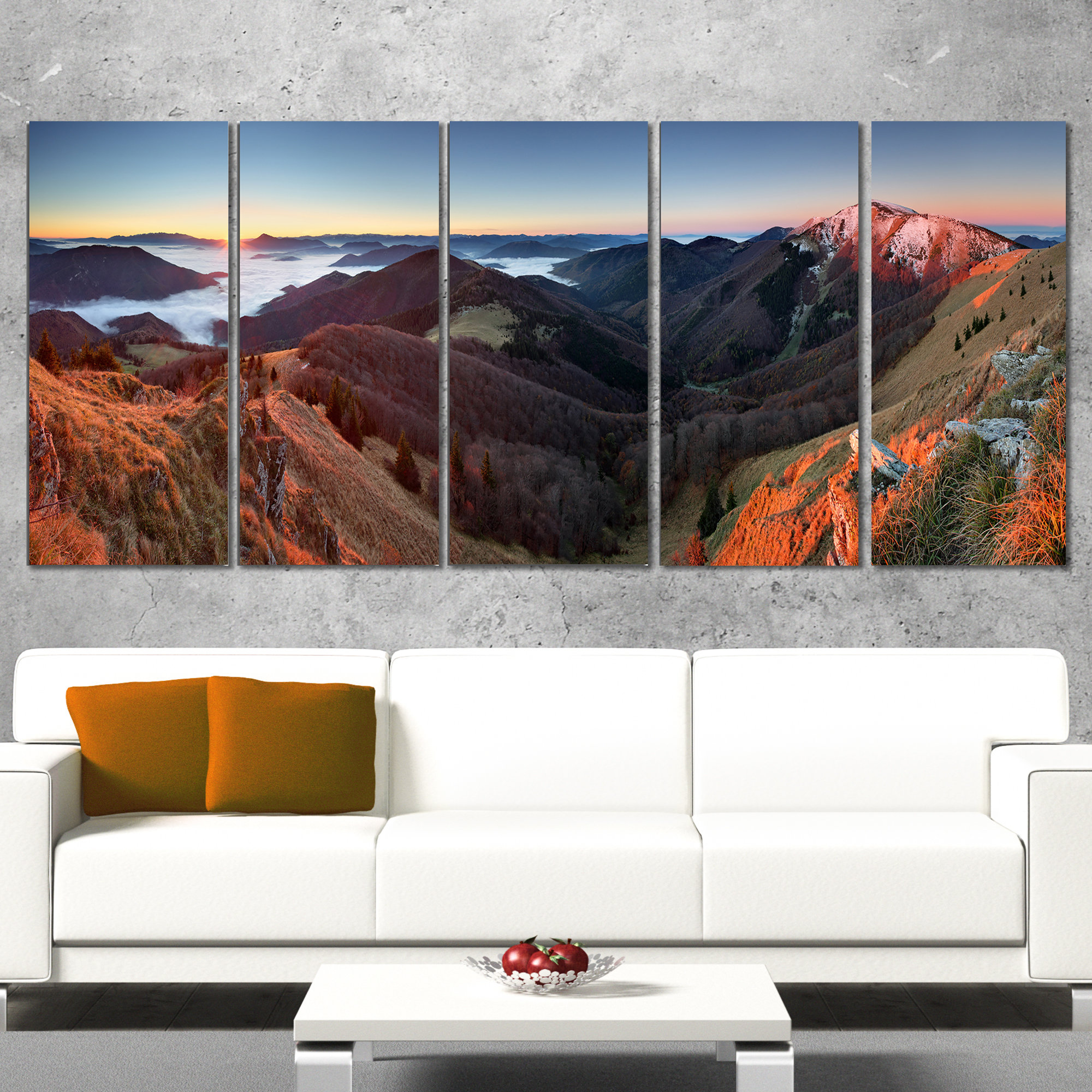 "Red Mountain Sunset Panorama" Landscape Artwork Canvas, 60"x28" 5 ...
