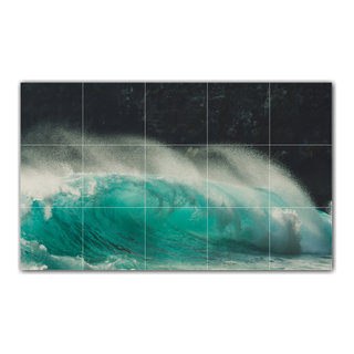 Waves Ceramic Tile Wall Mural HZ501175, 21.25" Wide x 12.75" High ...