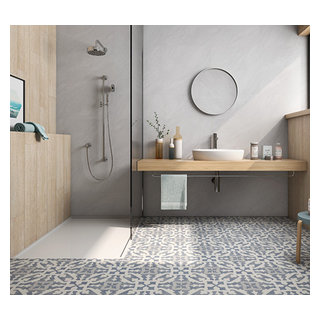 BATHROOM WITH ART RODIN ENCAUSTIC LOOK PORCELAIN TILE - Contemporary ...