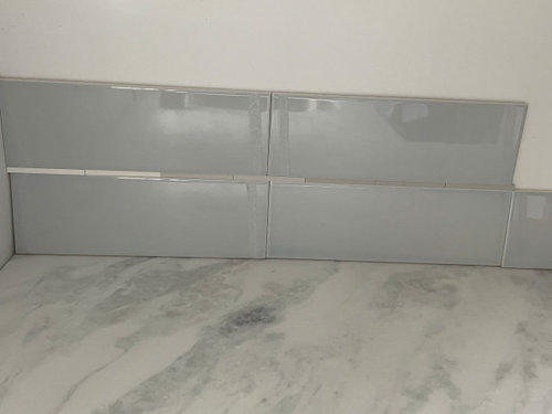 Grout color for blue gray tile backsplash