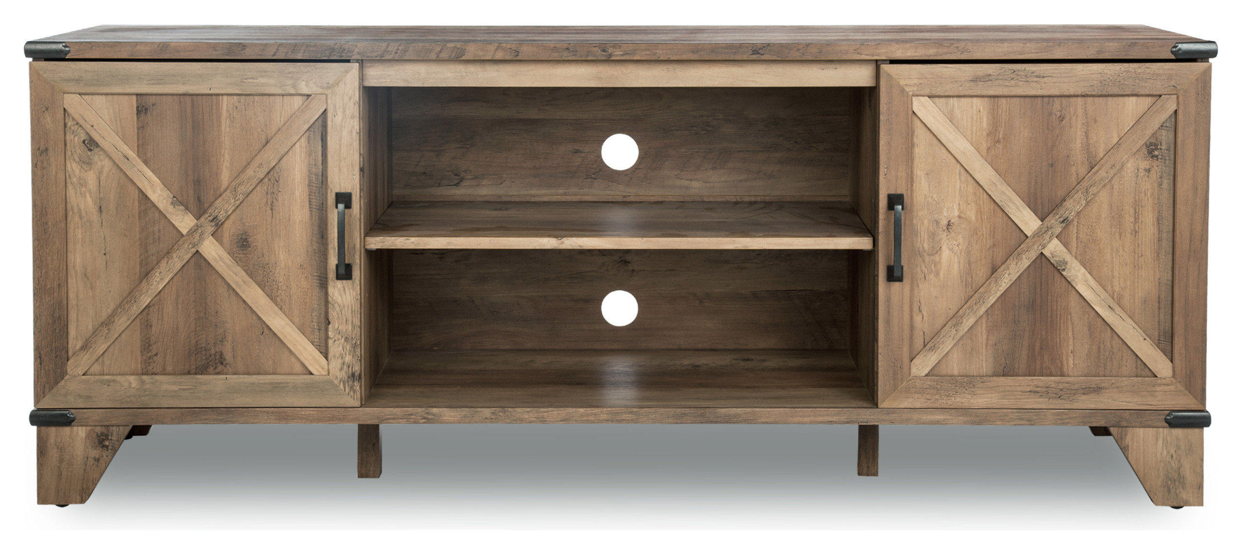 Oxford 60'' Wide 6 shelves Wooden Farmhouse TV Stand in Rustic Oak ...
