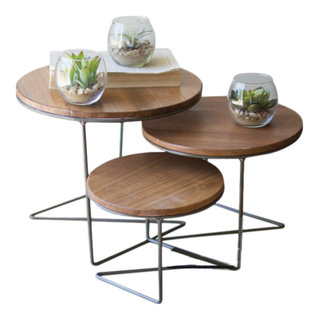 Farmhouse Wood Round Display Riser 3-Piece Set Nesting Tiered Tabletop ...