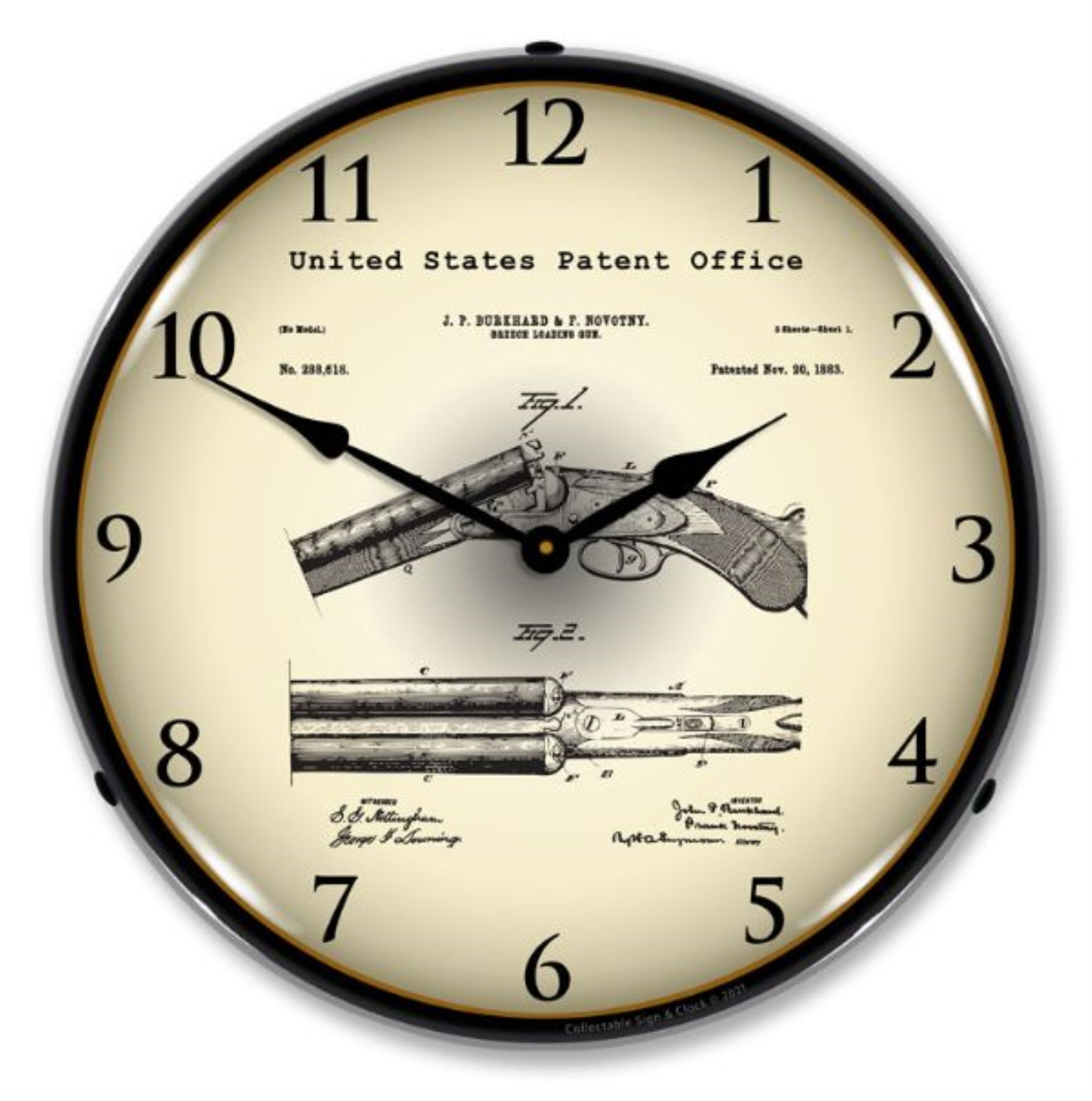 2103232 Breech Loading Shotgun 1883 Patent Clock - Contemporary - Wall ...