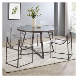 Jillian 5-piece Round Mirror Top Dining Set Black Nickel - Dining Sets ...
