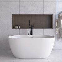 55 Inch Acrylic Freestanding Soaking Bathtub in Gloss White ...