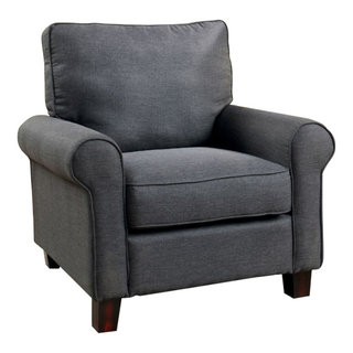 Fabric Wooden Transitional Style Chair, Gray - Transitional - Armchairs ...