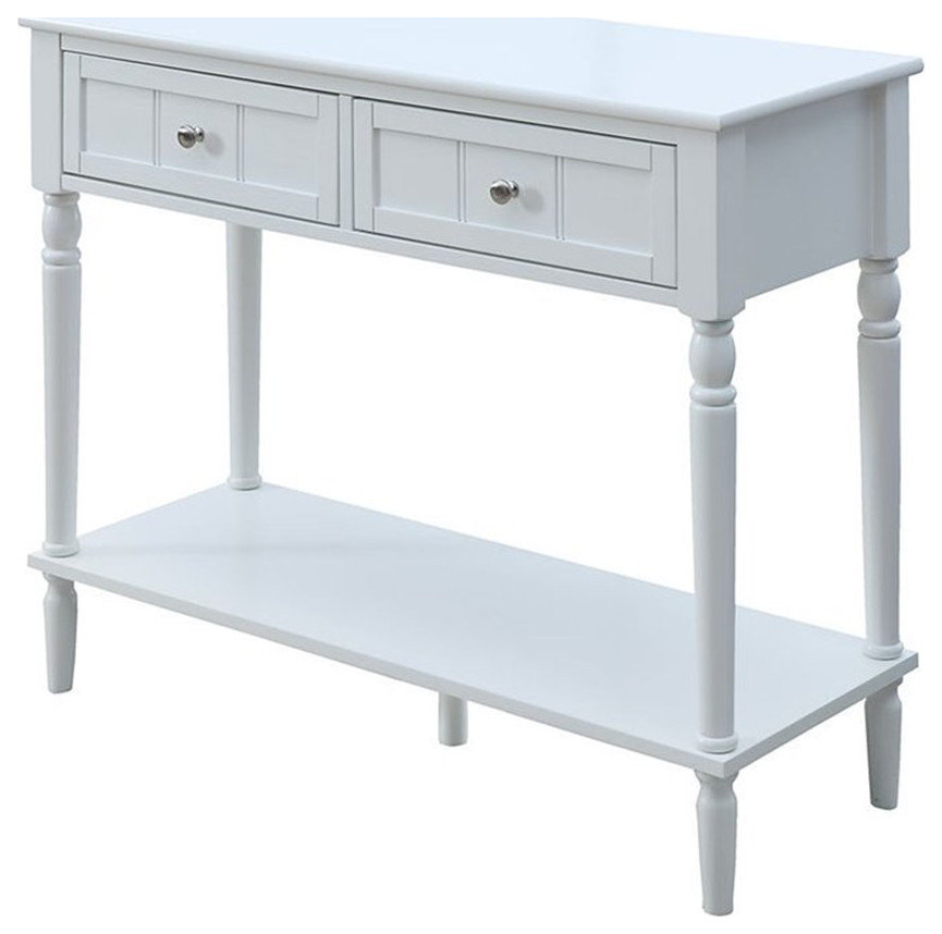 Convenience Concepts French Country Two-Drawer Hall Table in White Wood ...
