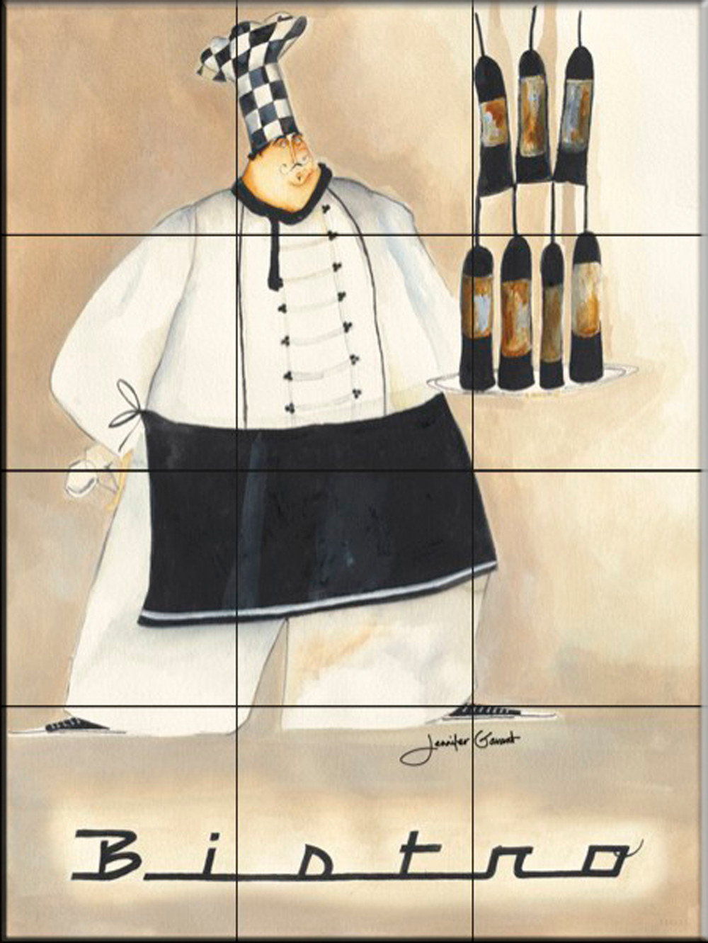 Tile Mural, Bistro Chef I by Jennifer Garant, 12.75" x 17" (12 Tiles ...