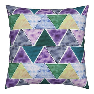 Triangles Watercolor Geometric Abstract Throw Pillow - Contemporary ...