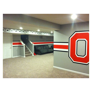 Ohio State themed basement - Cincinnati - by Wolf Creations | Houzz